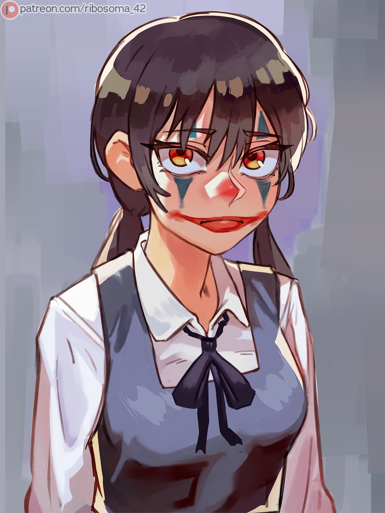 Safebooru - 1girl artist name black hair chainsaw man clown dress facepaint fourth east high ...