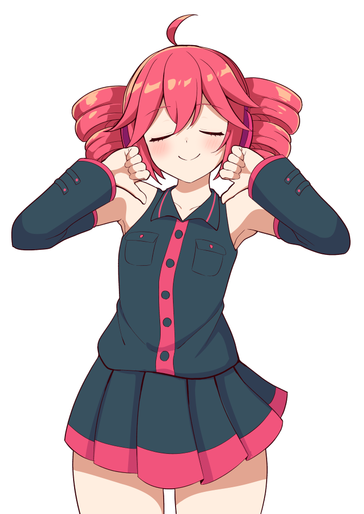 Safebooru - 1girl ahoge black skirt black sleeves blush closed eyes closed mouth detached ...