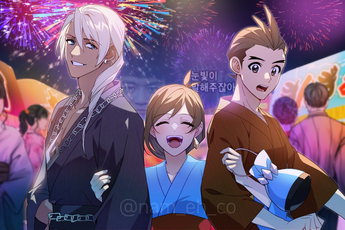 Safebooru - 1girl 2boys ace attorney antenna hair apollo justice apollo justice: ace attorney ...