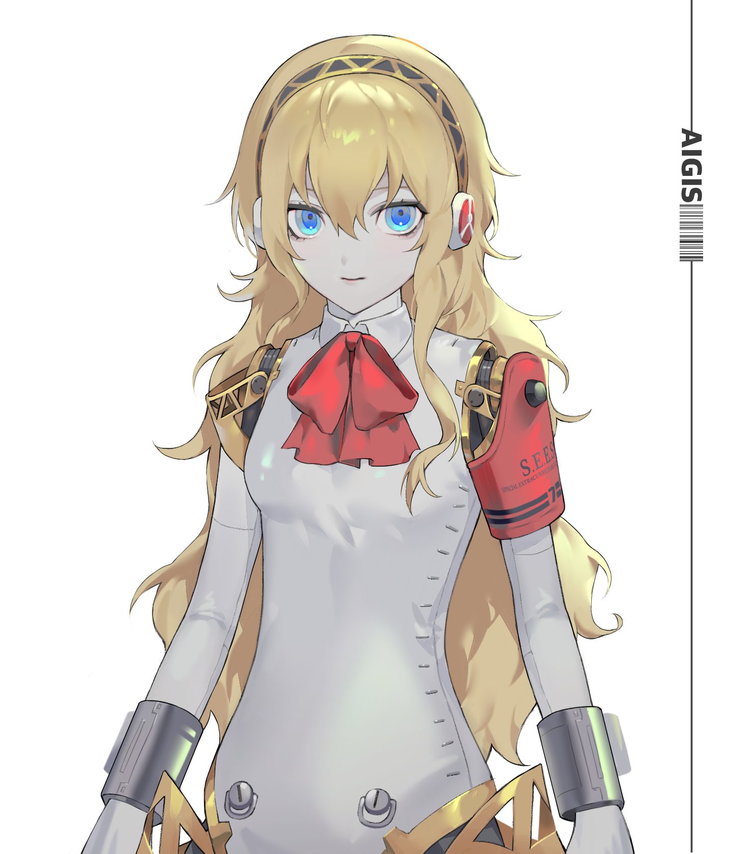 Safebooru - 1girl aegis (persona) alternate hair length alternate hairstyle android blonde hair ...