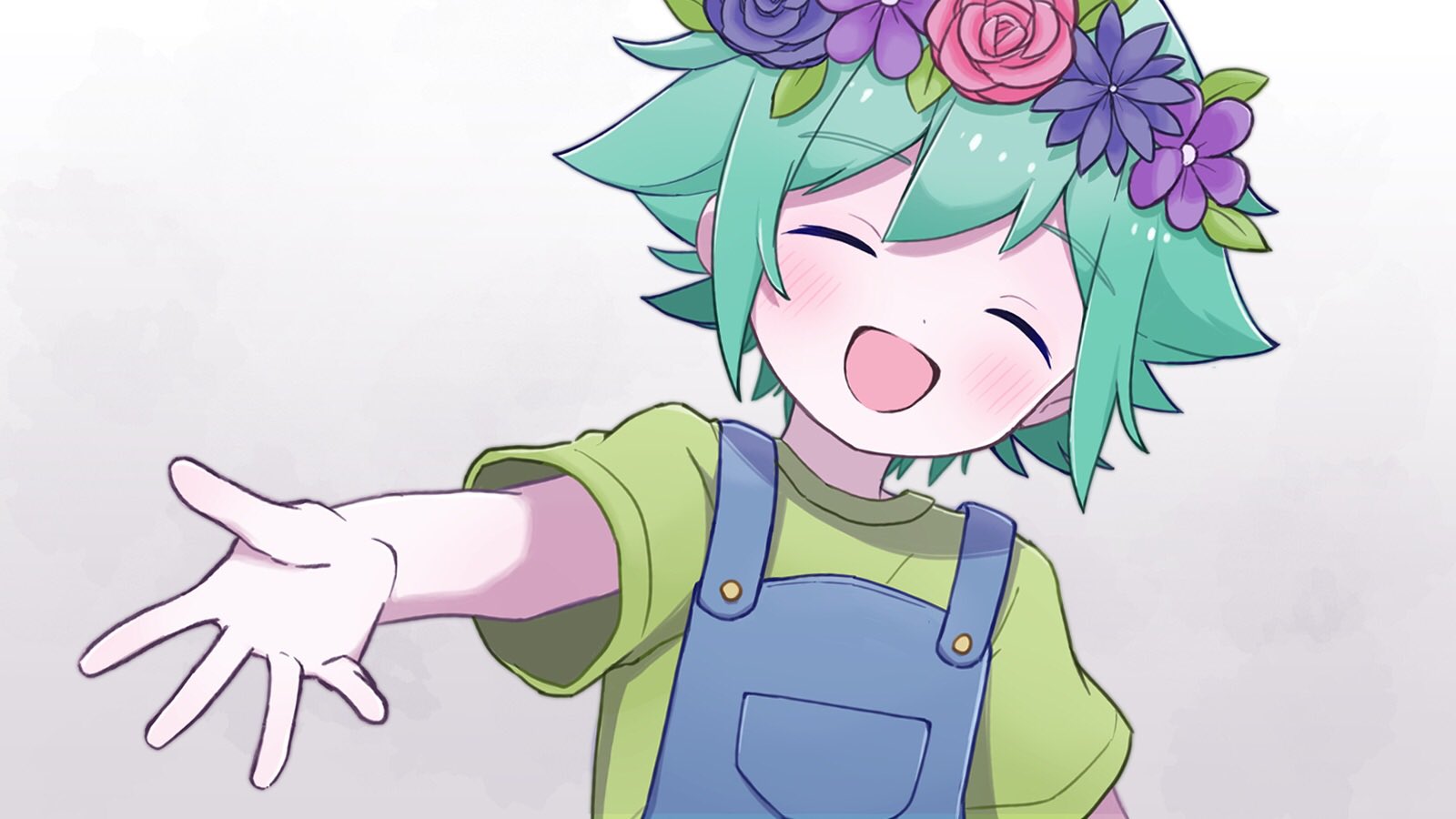 Safebooru - 1boy basil (headspace) (omori) basil (omori) blue overalls ...