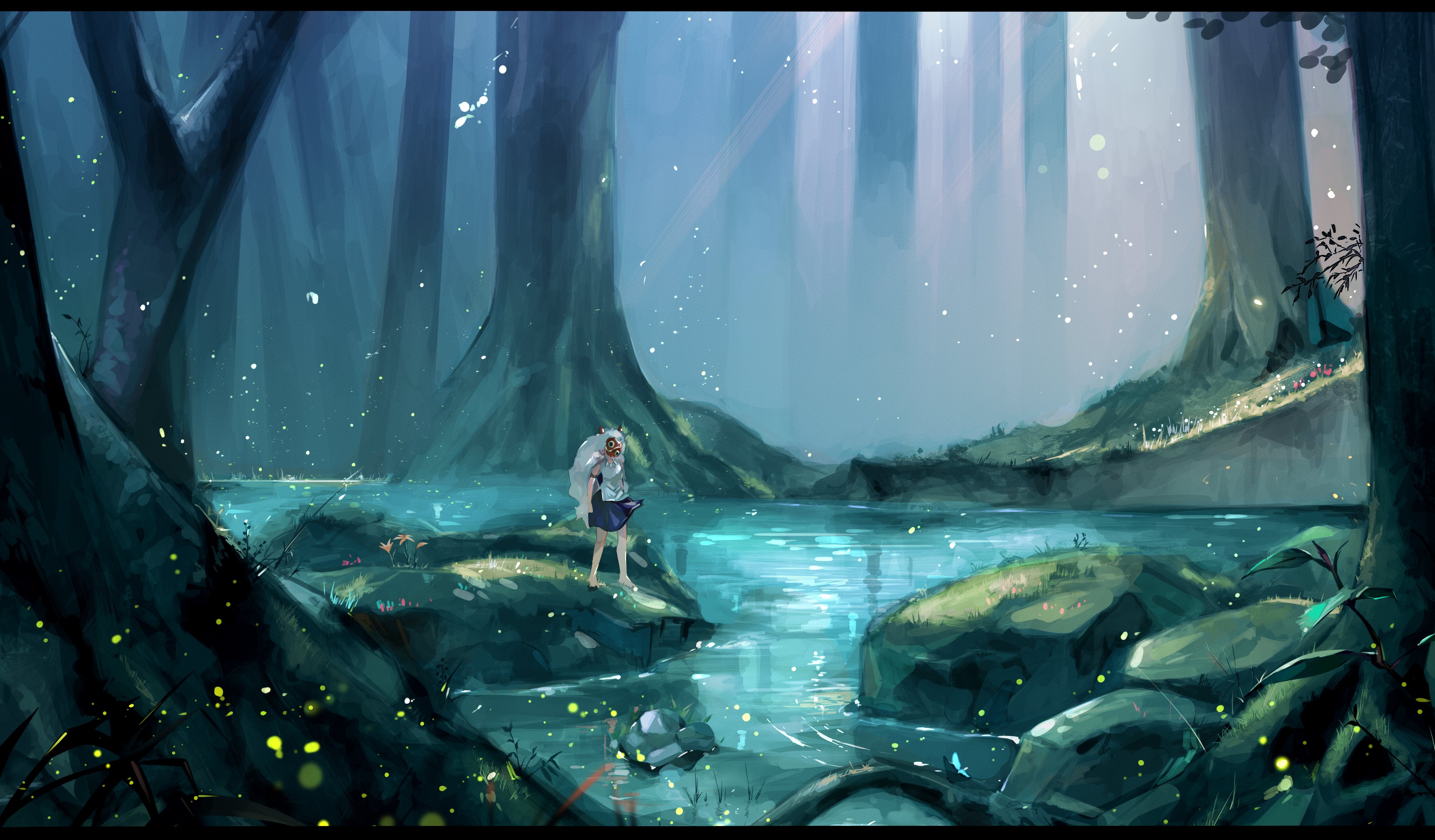 Safebooru - 1girl absurdres armlet blue butterfly blue dress bug butterfly commentary dress ...