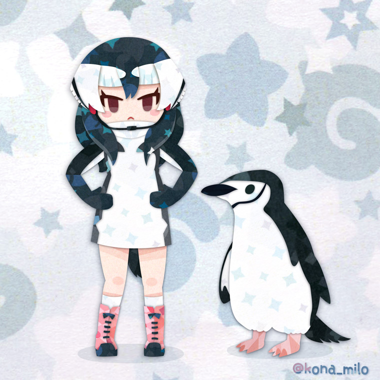 Safebooru - 1girl animal bird black hair boots brown eyes chinstrap ...