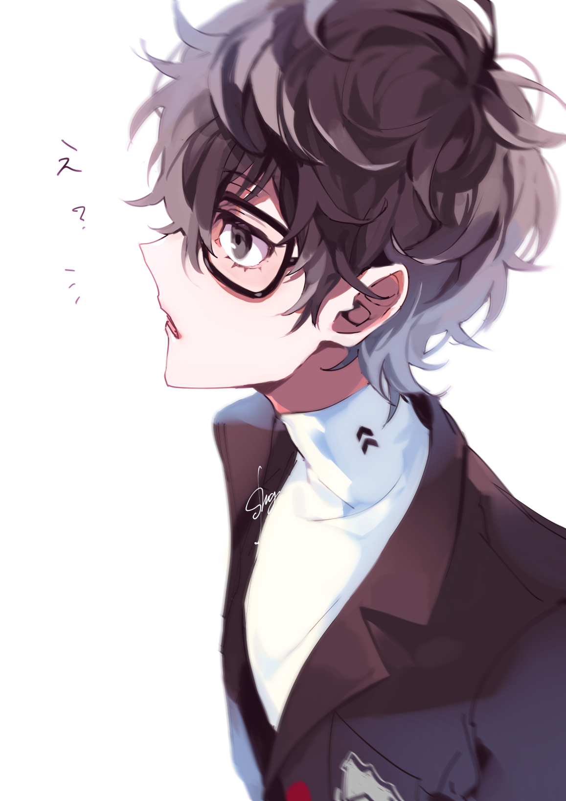 Safebooru - 1boy ? amamiya ren black-framed eyewear black eyes black hair black jacket eyelashes ...