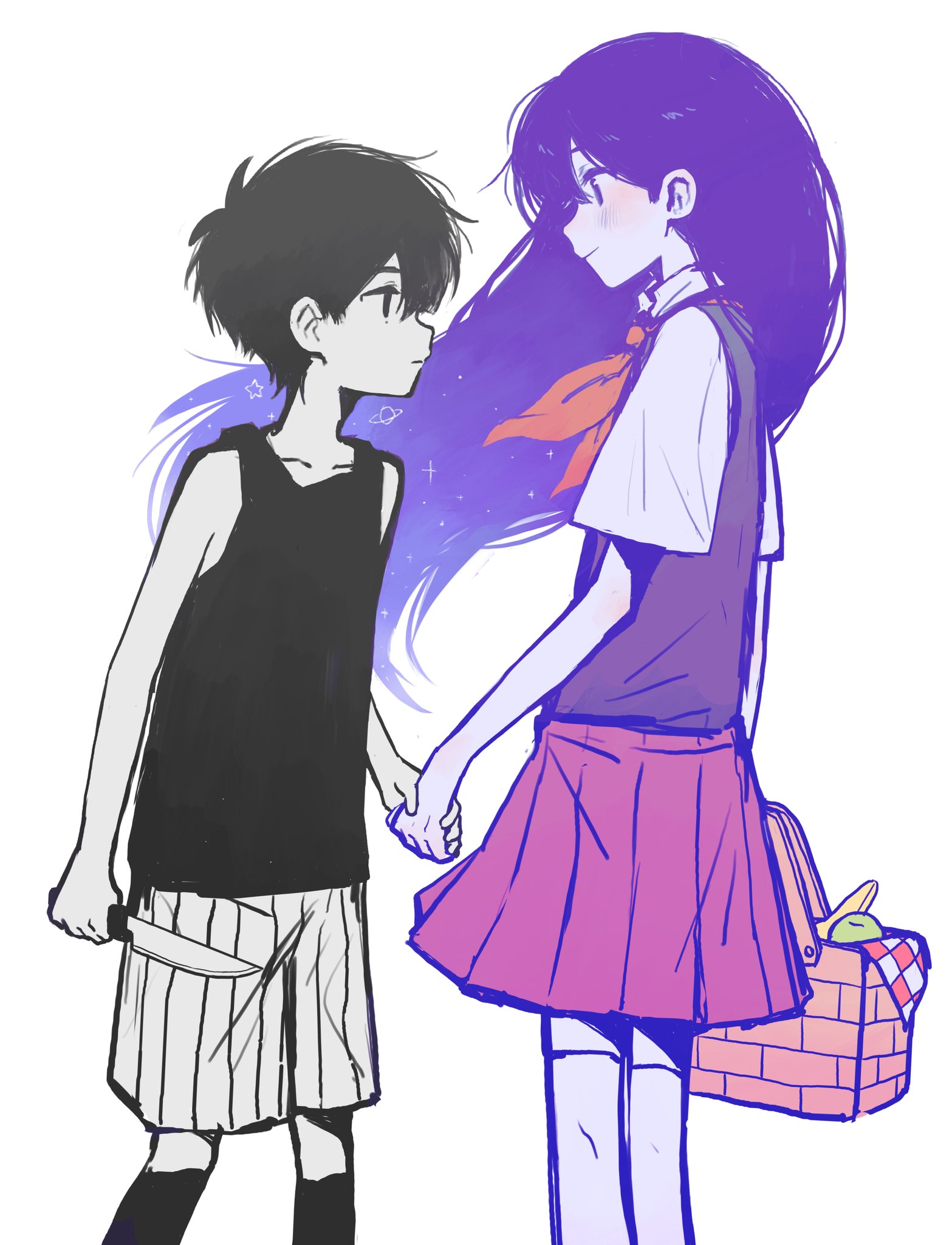 Safebooru - 1boy 1girl black eyes black hair black socks black tank top ...