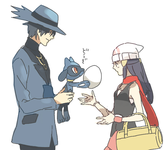 Safebooru - 1boy 1girl beanie blue hair blue hat egg hat hikari ...