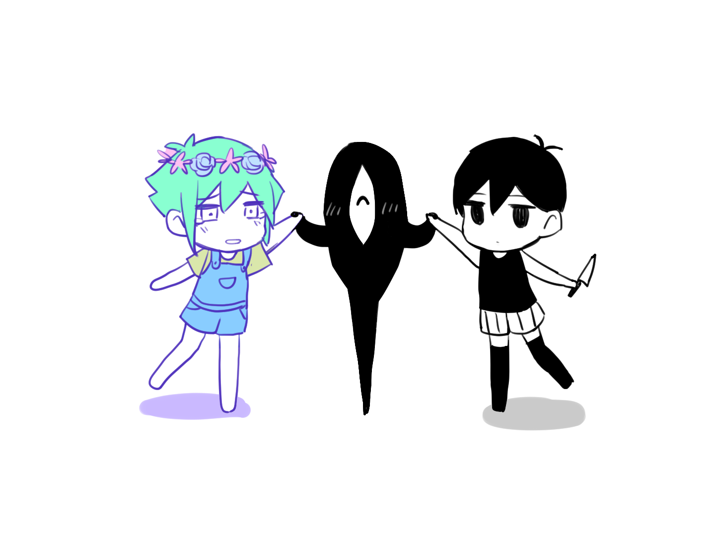 Safebooru - 2boys basil (headspace) (omori) basil (omori) black hair ...