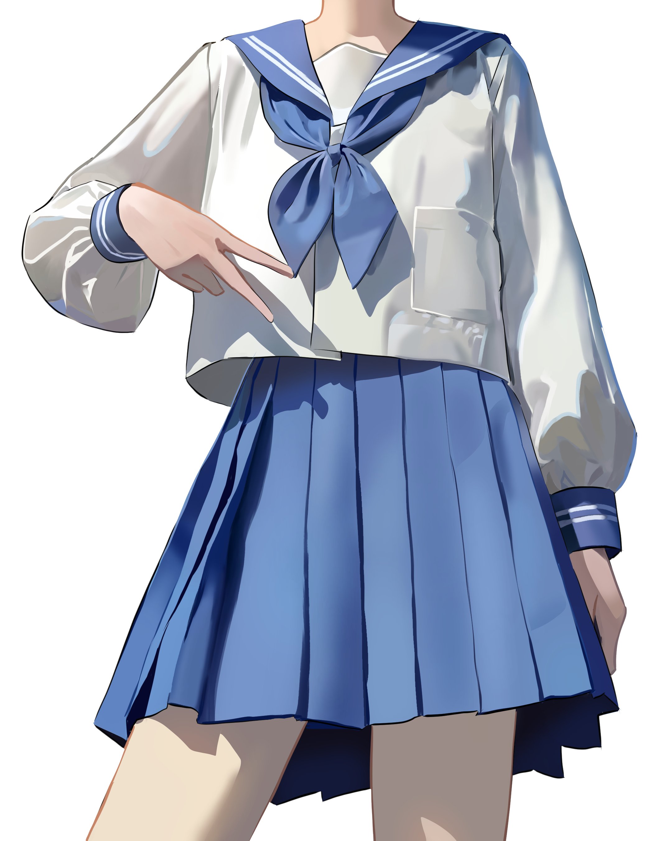 Safebooru - 1girl absurdres blue neckerchief blue sailor collar blue skirt commentary english ...