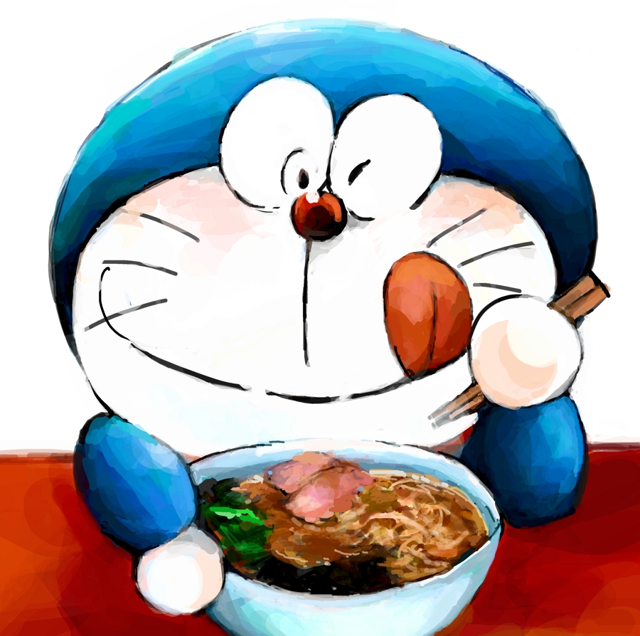 Safebooru - 1boy bowl chopsticks doraemon doraemon (character) eating ...
