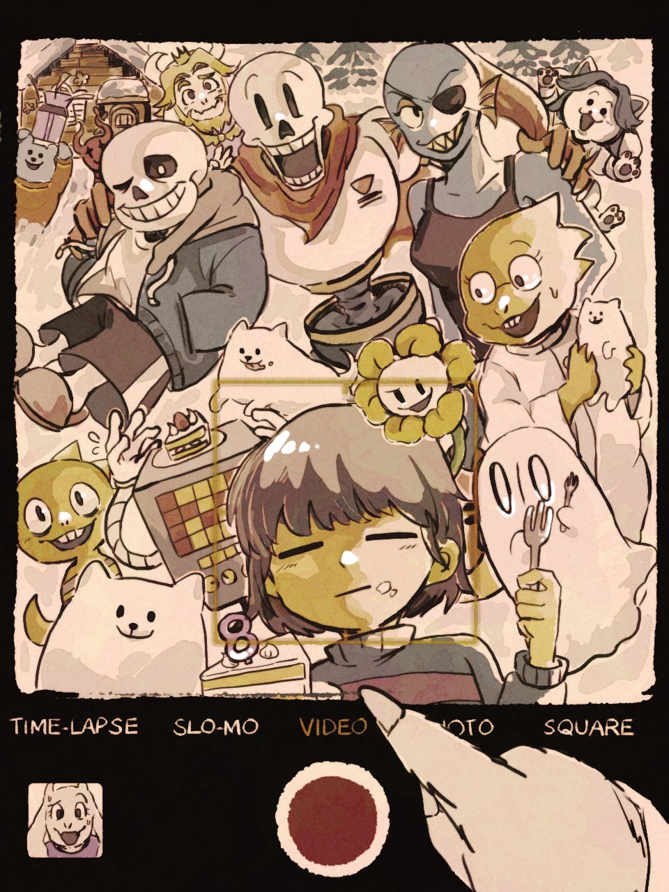 Safebooru - 1other 3boys 3girls :| = = alphys androgynous animal ...