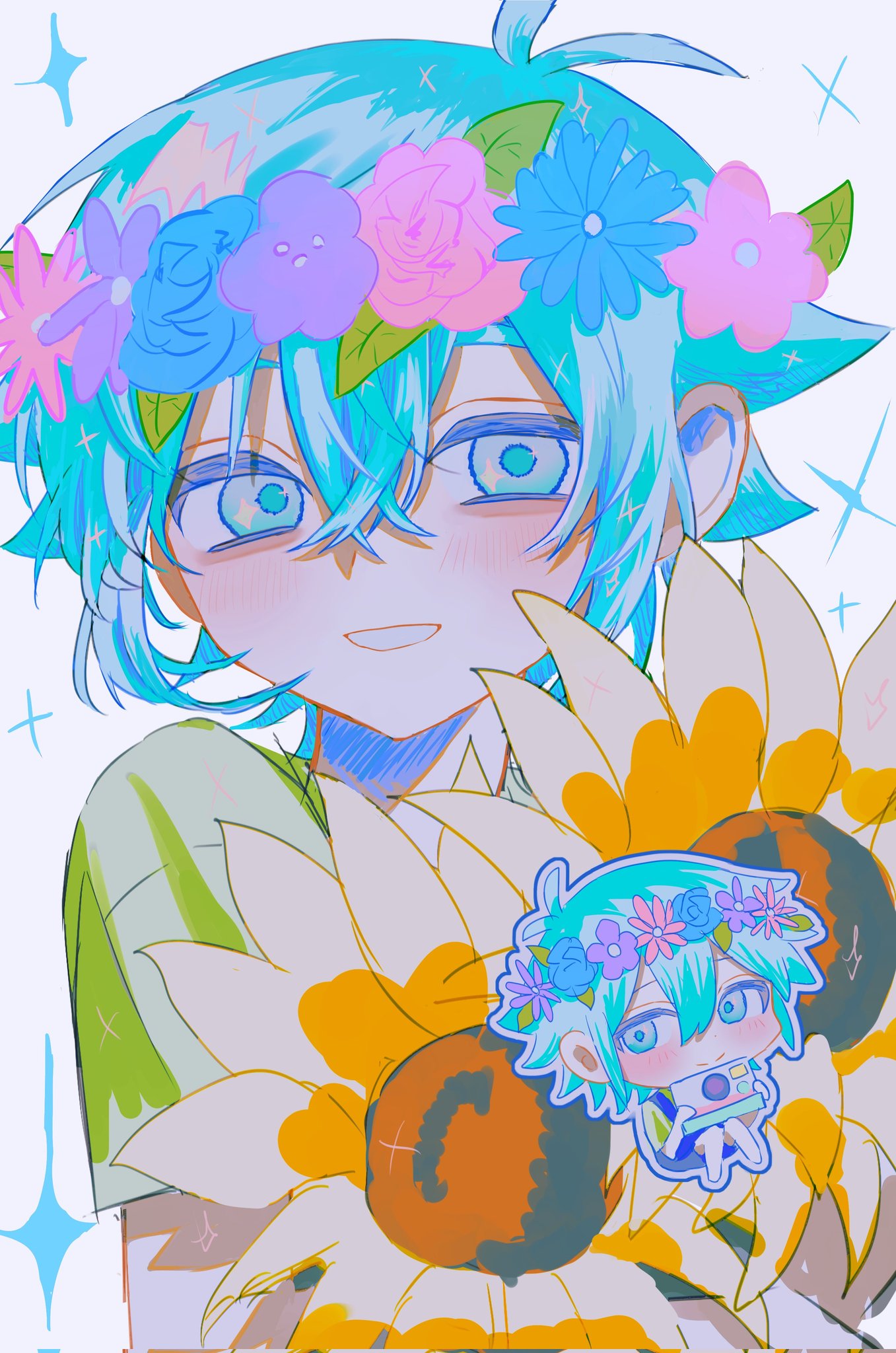 Safebooru - 1boy basil (headspace) (omori) basil (omori) blush camera ...