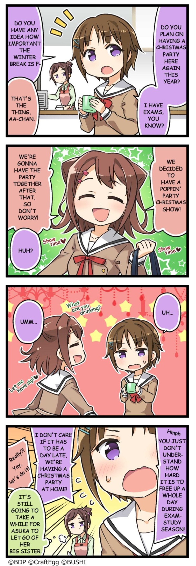 Safebooru - 3girls 4koma bang dream! blush comic english text hanasakigawa school uniform ...