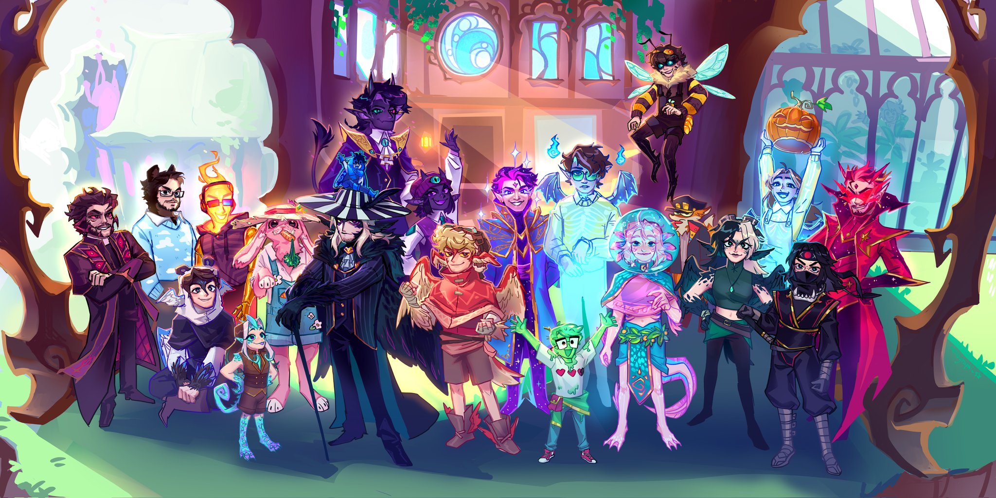 Safebooru - 1other 4girls 6+boys aimsey animal ears animal legs ...