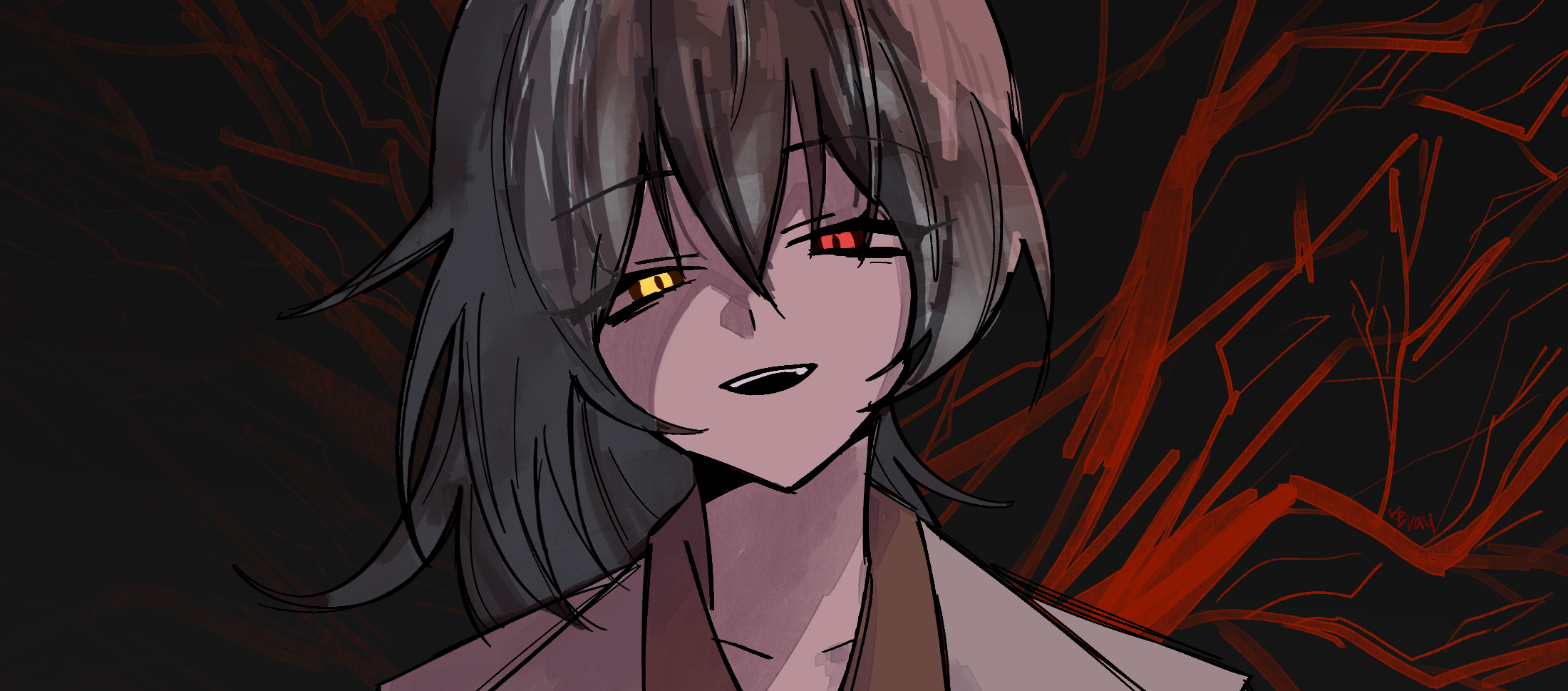 Safebooru - 1girl angela (project moon) blue hair brown hair carmen (project moon) coat ...