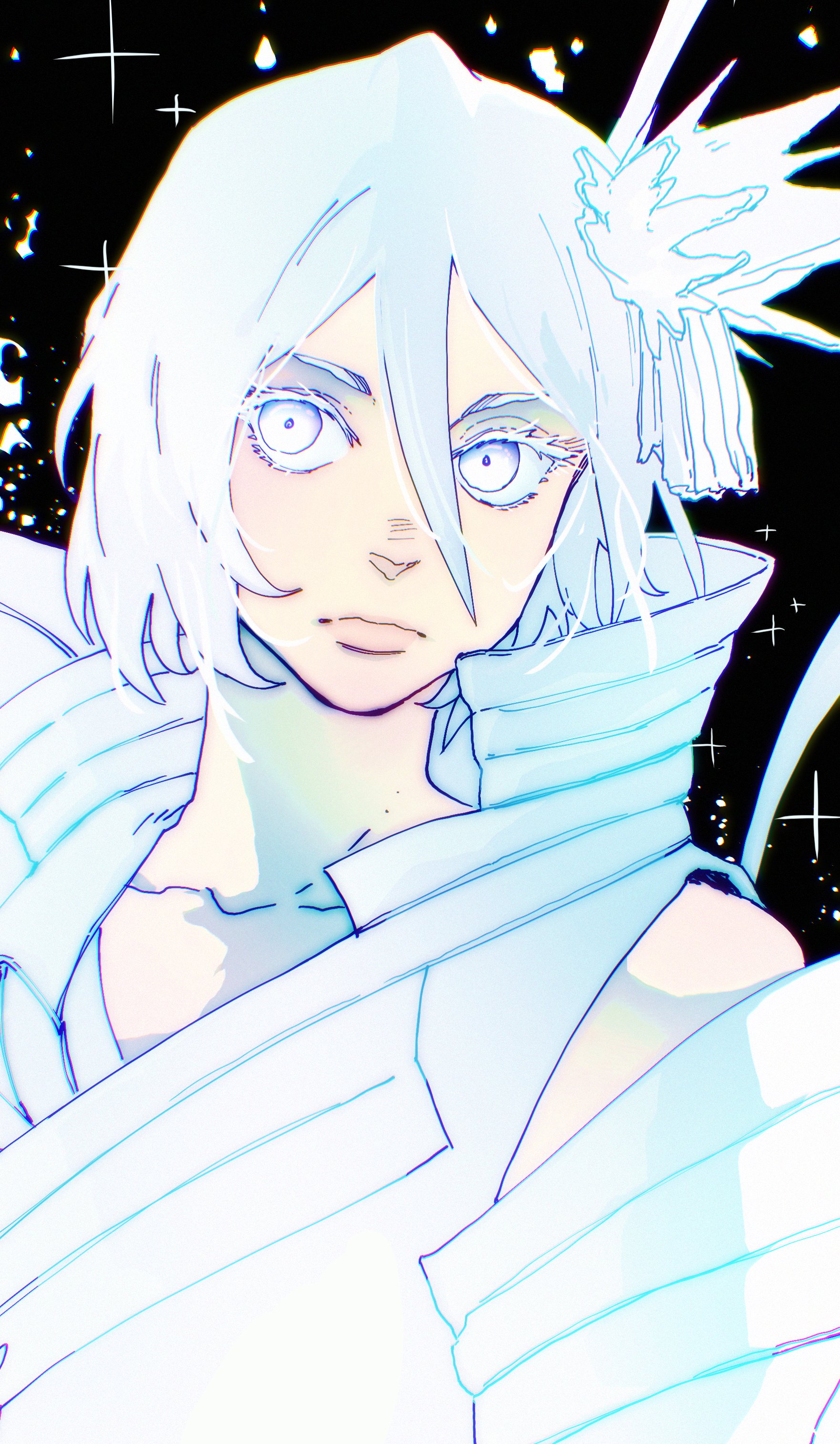 Safebooru - 1girl absurdres bankai black background bleach blue eyes ...