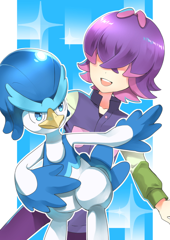 Safebooru - 1girl :d blue background commentary request crossed bangs ...