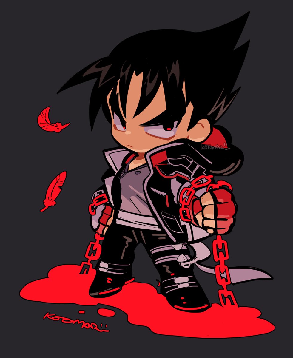 Safebooru - 1boy black hair black jacket black pants chain chibi chibi ...
