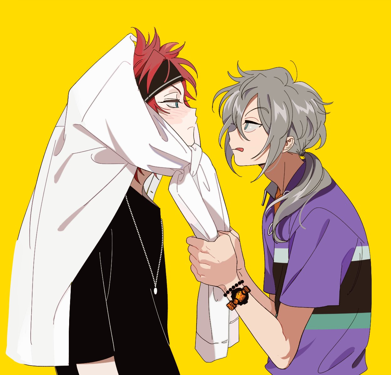 Safebooru - 2boys :q amagi rinne closed mouth ensemble stars! hair over ...