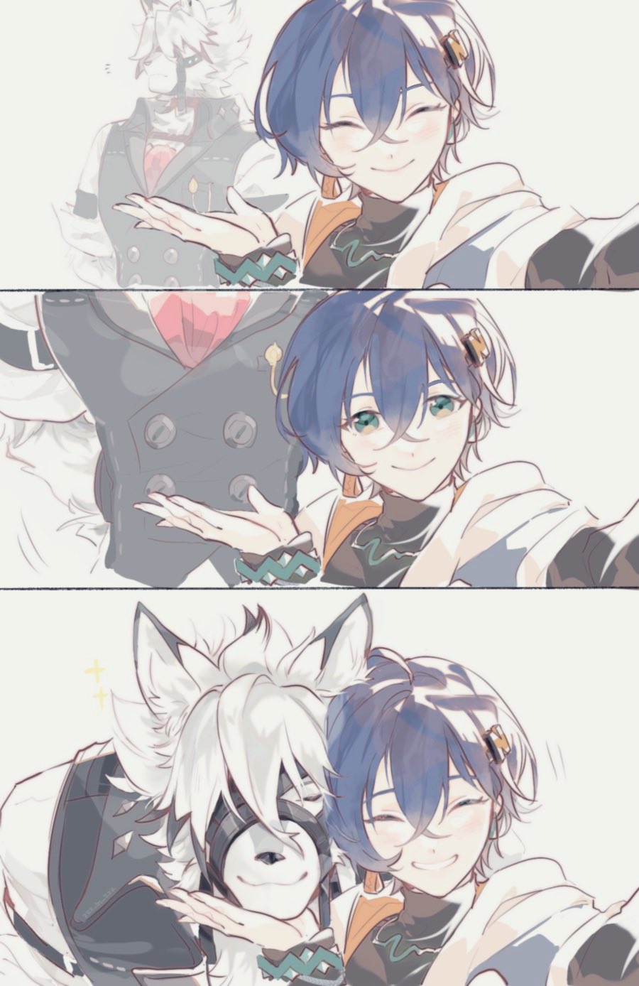 Safebooru - 1boy 1girl animal ears belle (zenless zone zero) blue hair ...