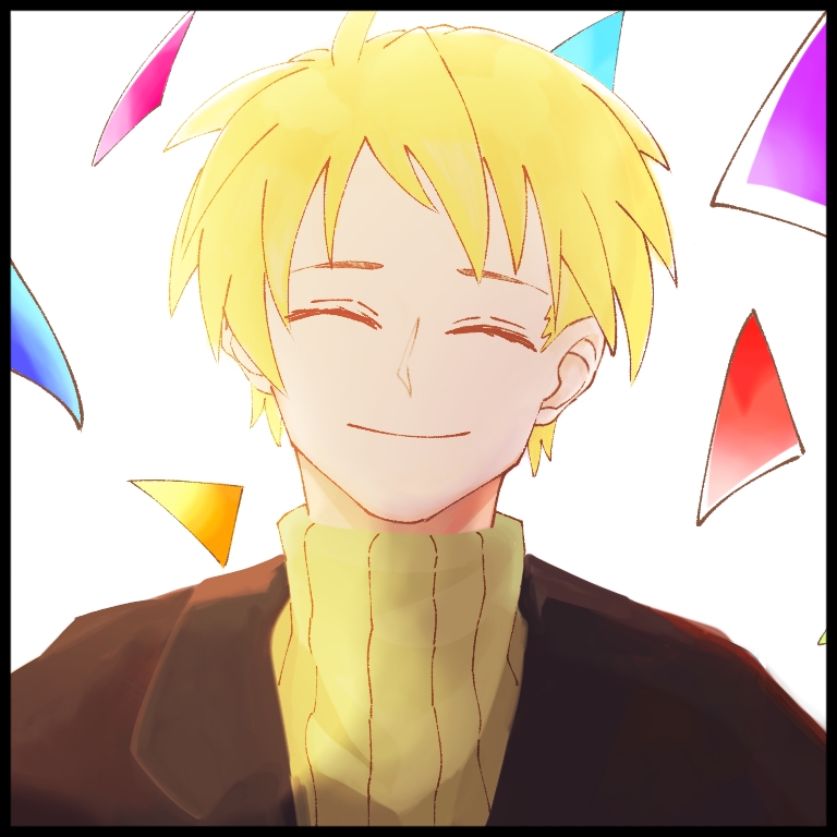 Safebooru - 1boy 4869 427 atou haruki black border black jacket blonde hair border closed eyes ...