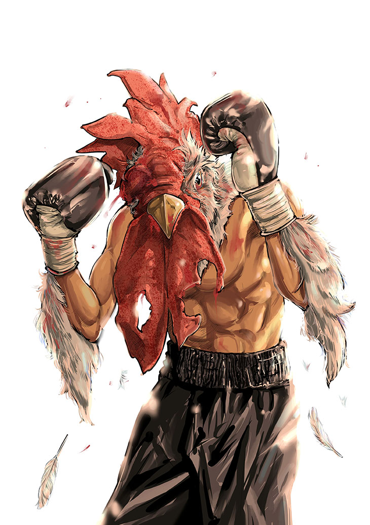 Safebooru - 1boy abs bird boxing boxing gloves chicken muraoka yuu ...
