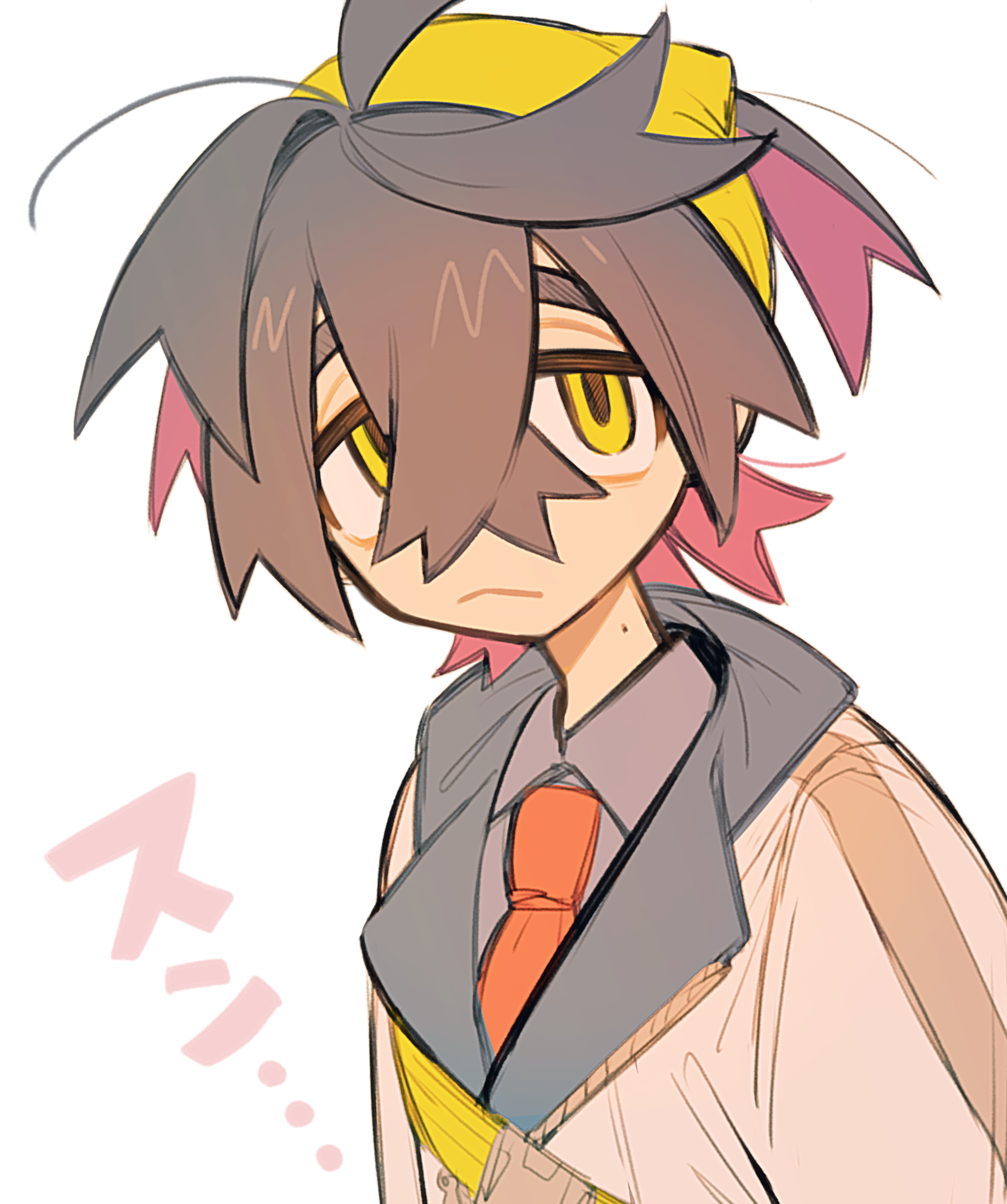 Safebooru - 1boy absurdres black hair blue shirt closed mouth collared shirt crossed bangs hair ...