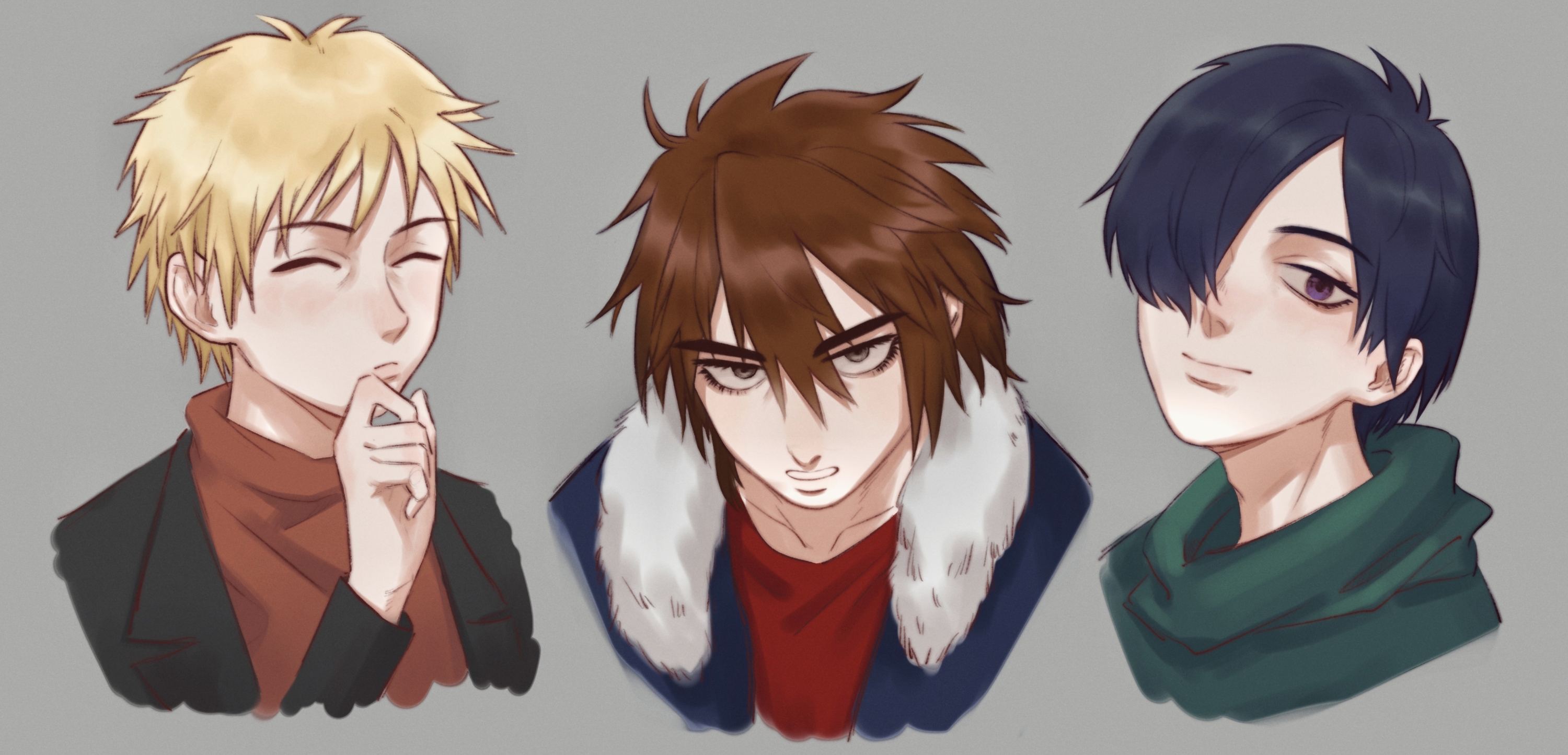 Safebooru - 3boys aiba ibuki atou haruki black hair black jacket blonde hair blue jacket brown ...