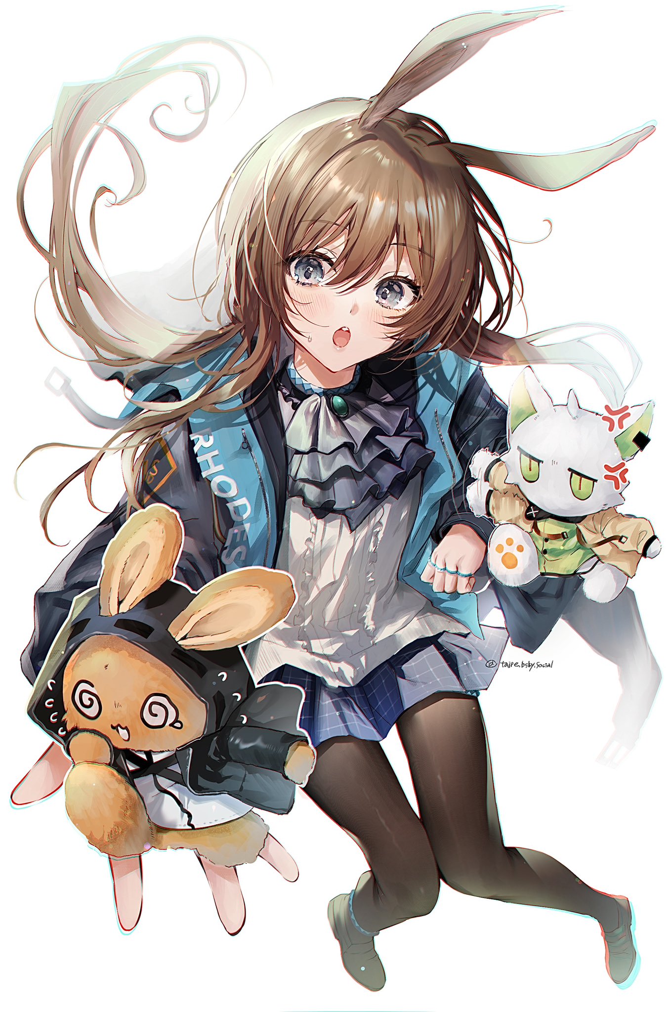 Safebooru - 1girl :o @ @ amiya (arknights) anger vein animal ears ankle boots arknights bad leg ...