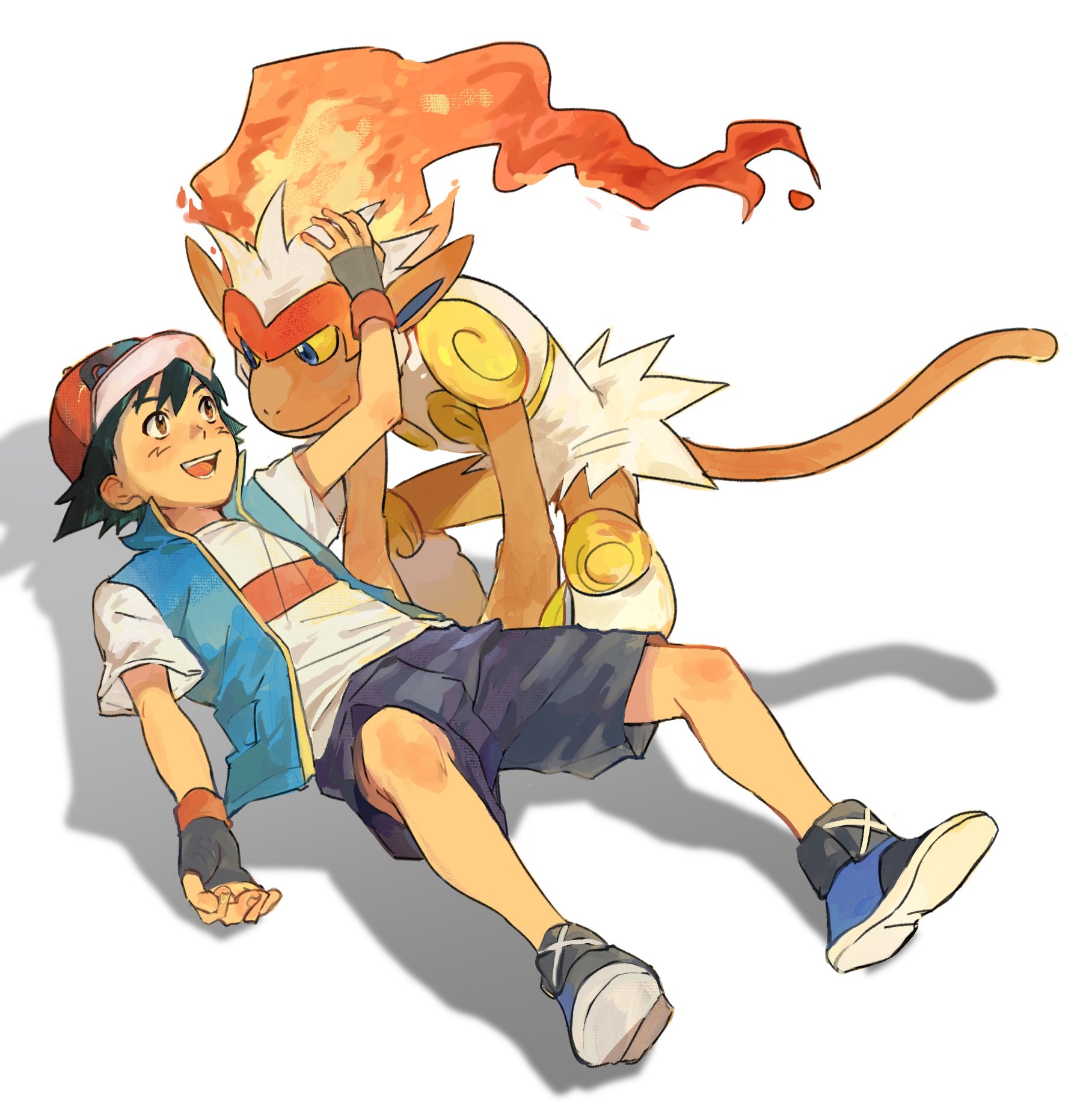 Safebooru - 1boy :d ash ketchum black hair blue vest brown eyes ...