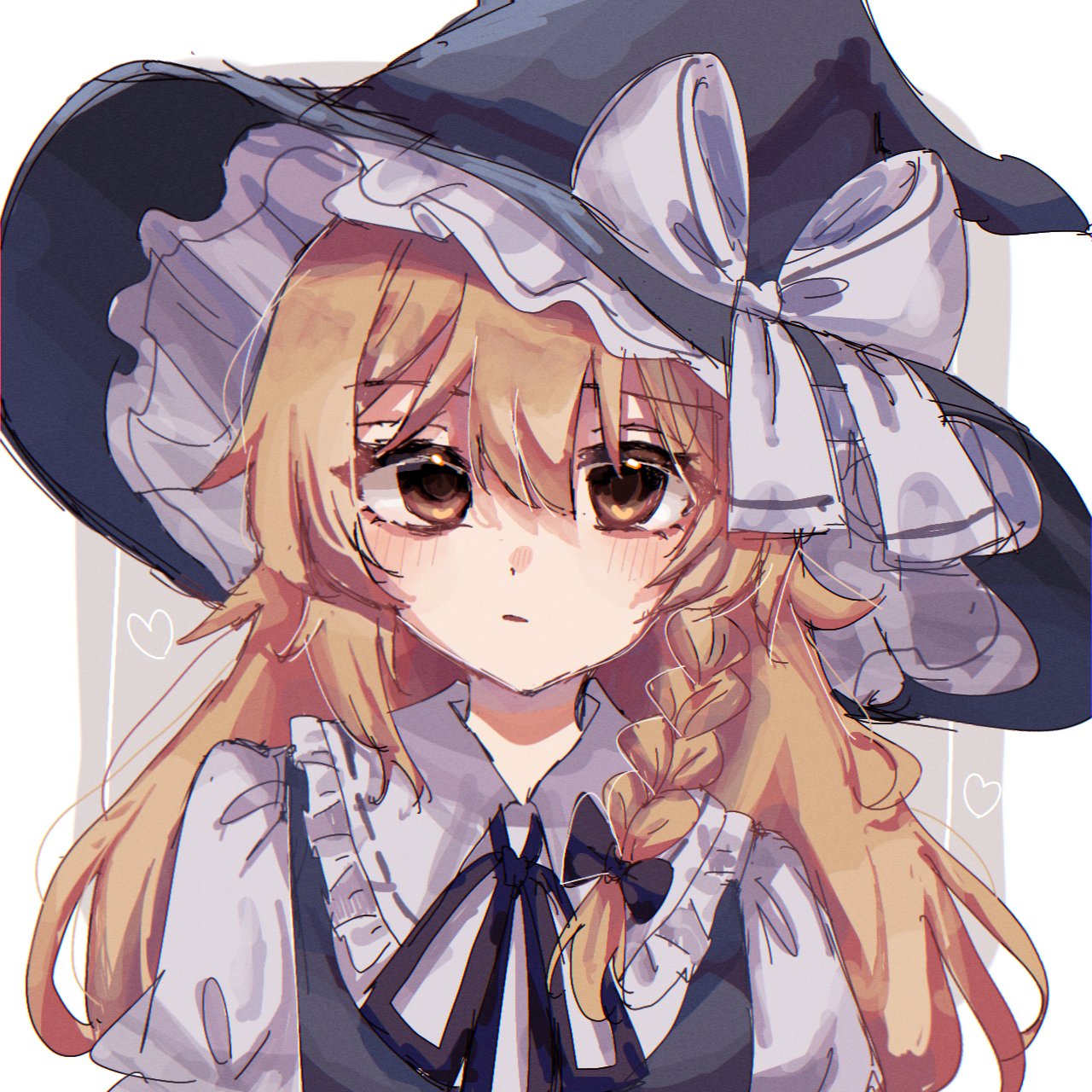 Safebooru - 1girl apron black bow black hat black ribbon blonde hair blush bow braid broom ...