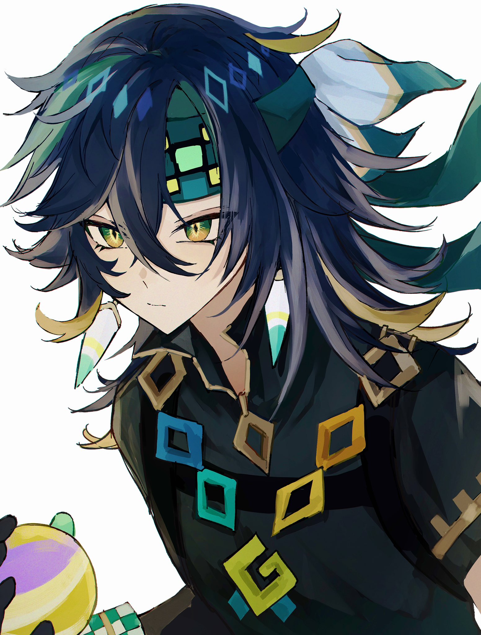 Safebooru - 1boy alternate hair length alternate hairstyle black gloves black hair blonde hair ...