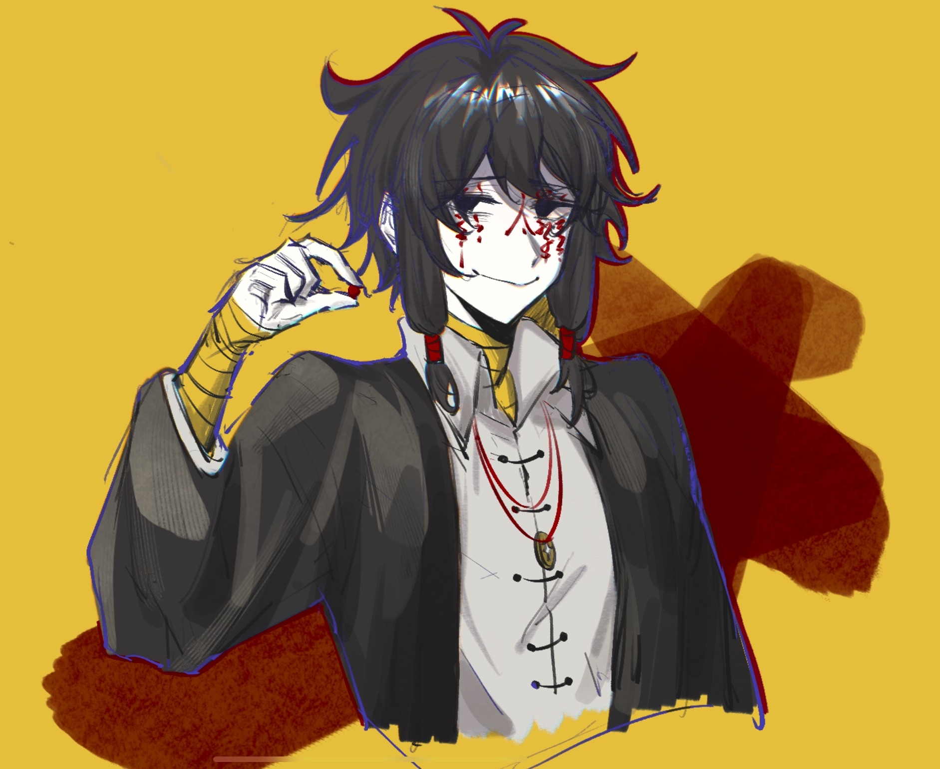 Safebooru - 1boy bandaged arm bandaged neck bandages black eyes black hair black jacket chinese ...