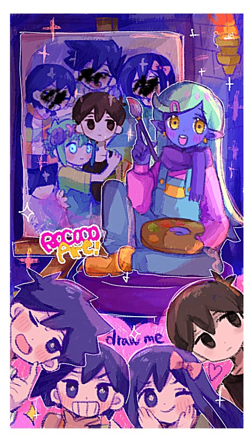 Safebooru - 1girl 4boys aubrey (headspace) (omori) aubrey (omori) basil ...