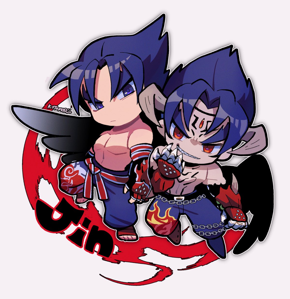 Safebooru - 2boys belt black belt black wings blue eyes blue pants ...