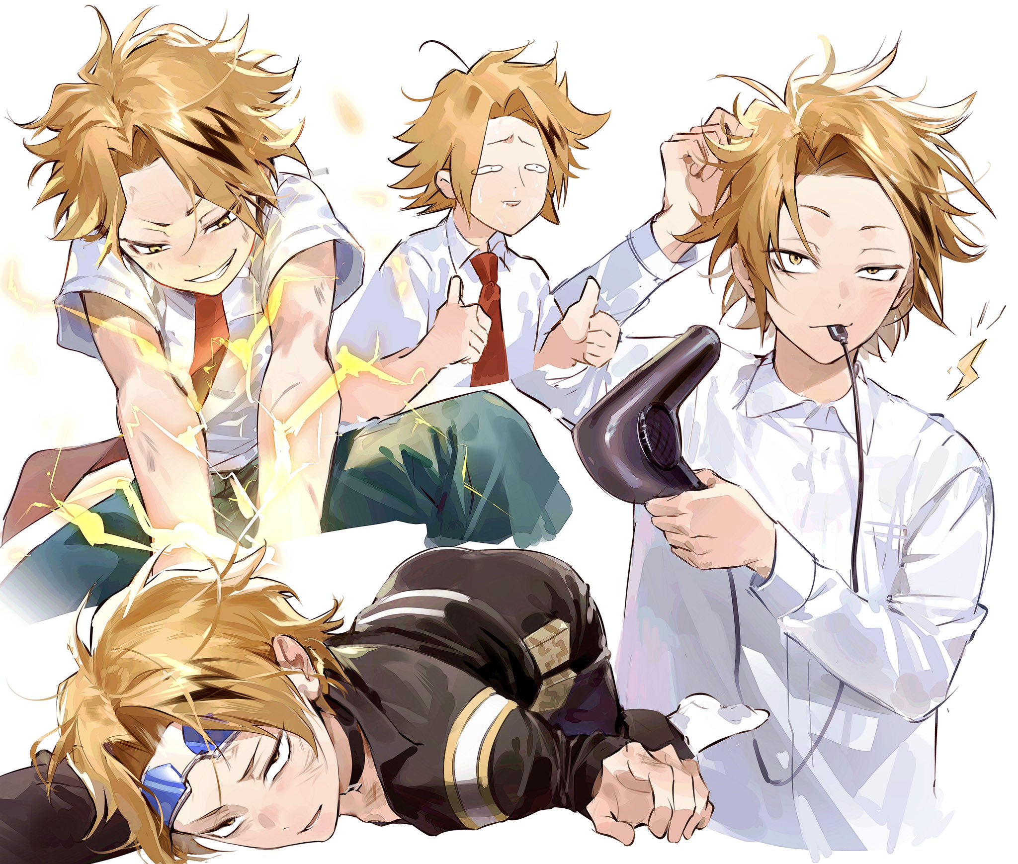 Safebooru - 1boy black choker black jacket black pants blonde hair boku ...