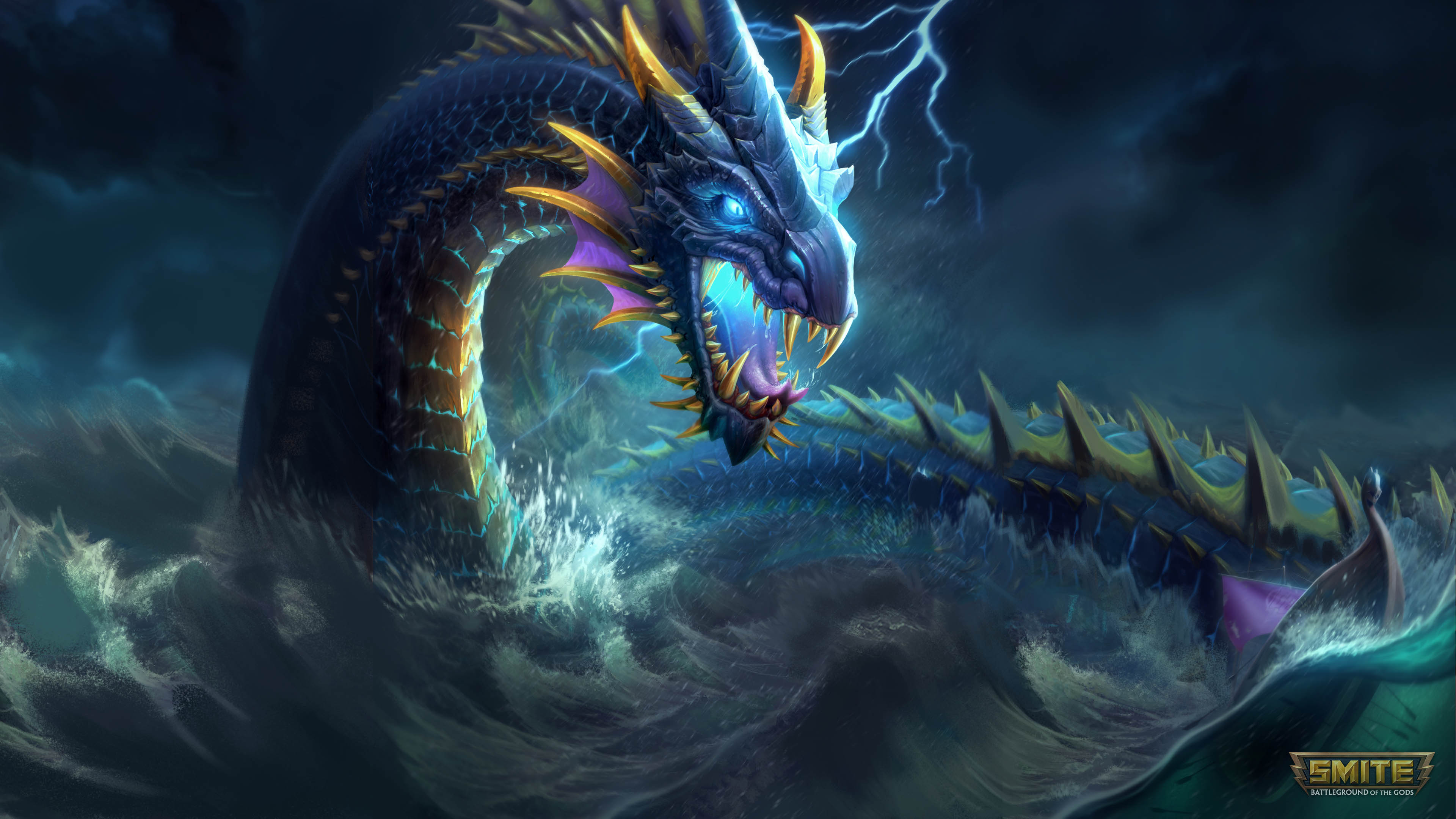 Safebooru - absurdres blue eyes boat character name fins forked tongue ...