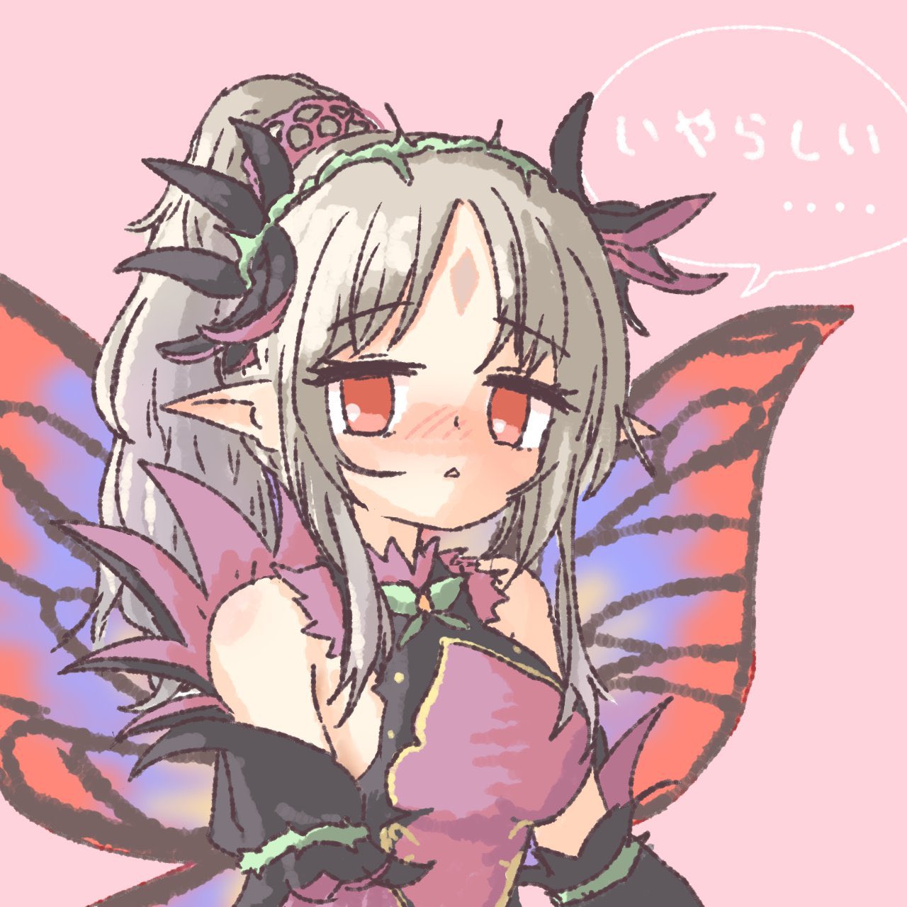 Safebooru - 1girl butterfly wings crown of thorns facial mark fairy ...