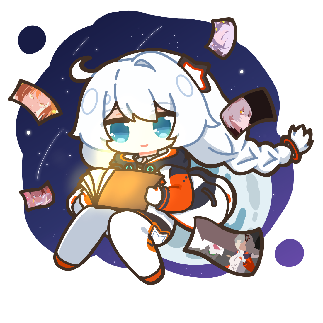 Safebooru - 1girl arahato (honkai impact) blue eyes book braid chinese ...