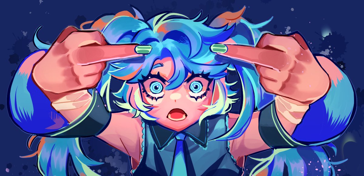 Safebooru - 1girl aqua nails armpits blue eyes blue hair blue necktie ...
