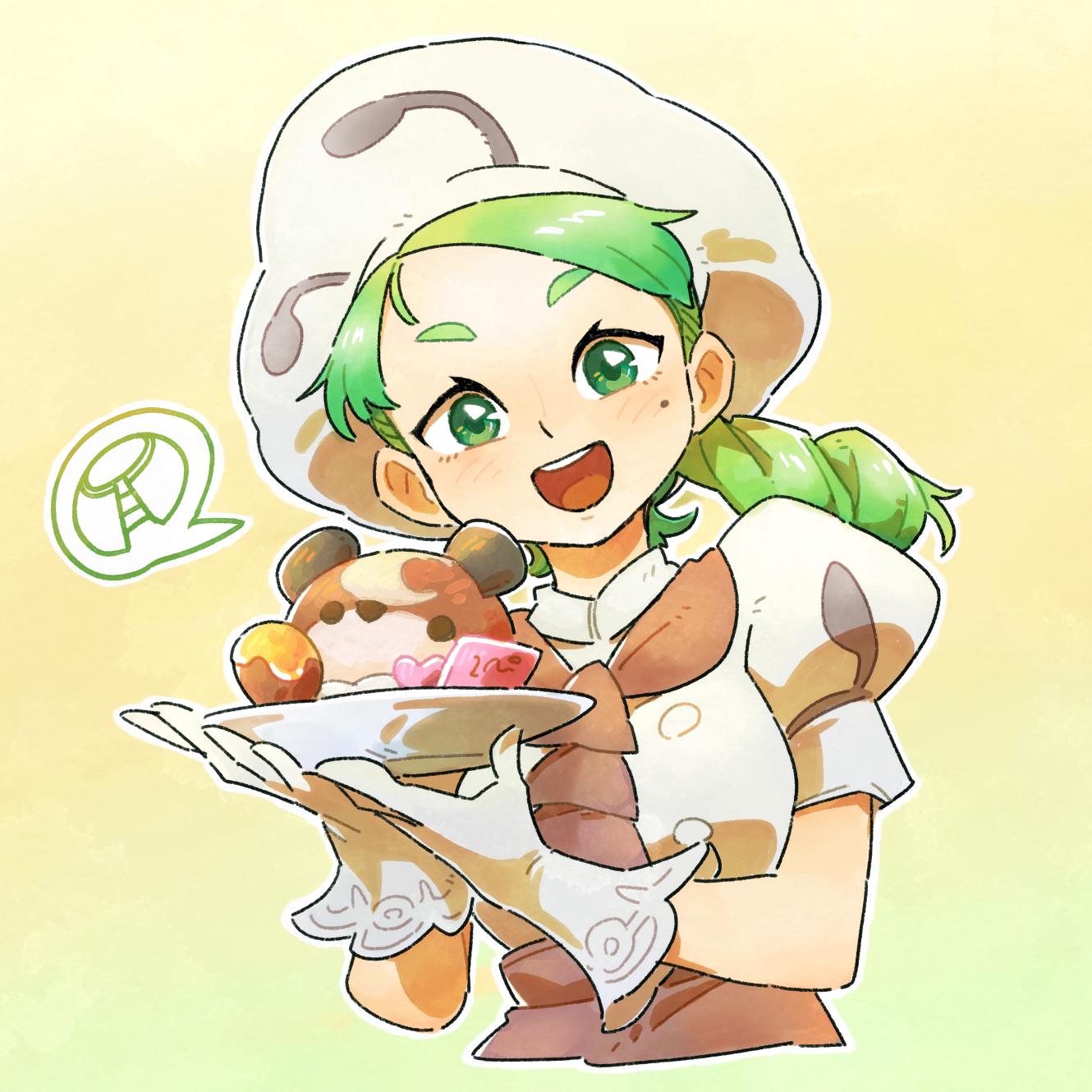 Safebooru - 1girl apron ascot blush breasts brown apron brown ascot ...