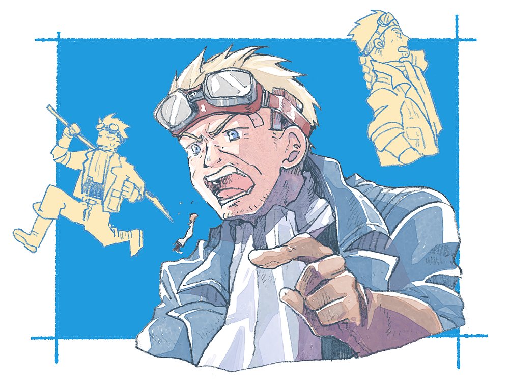 Safebooru - 1boy ascot blonde hair blue background blue eyes blue ...