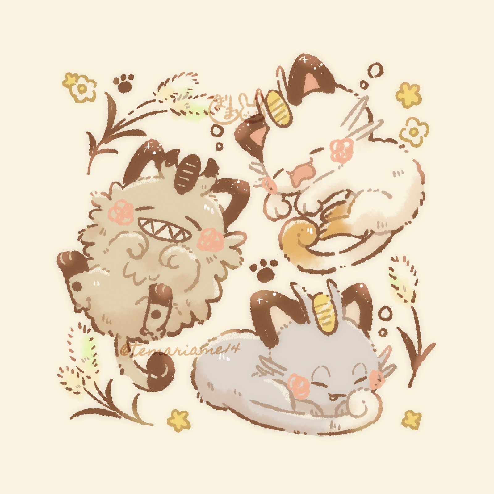 Safebooru - alolan meowth blush stickers cat closed eyes coin curled ...