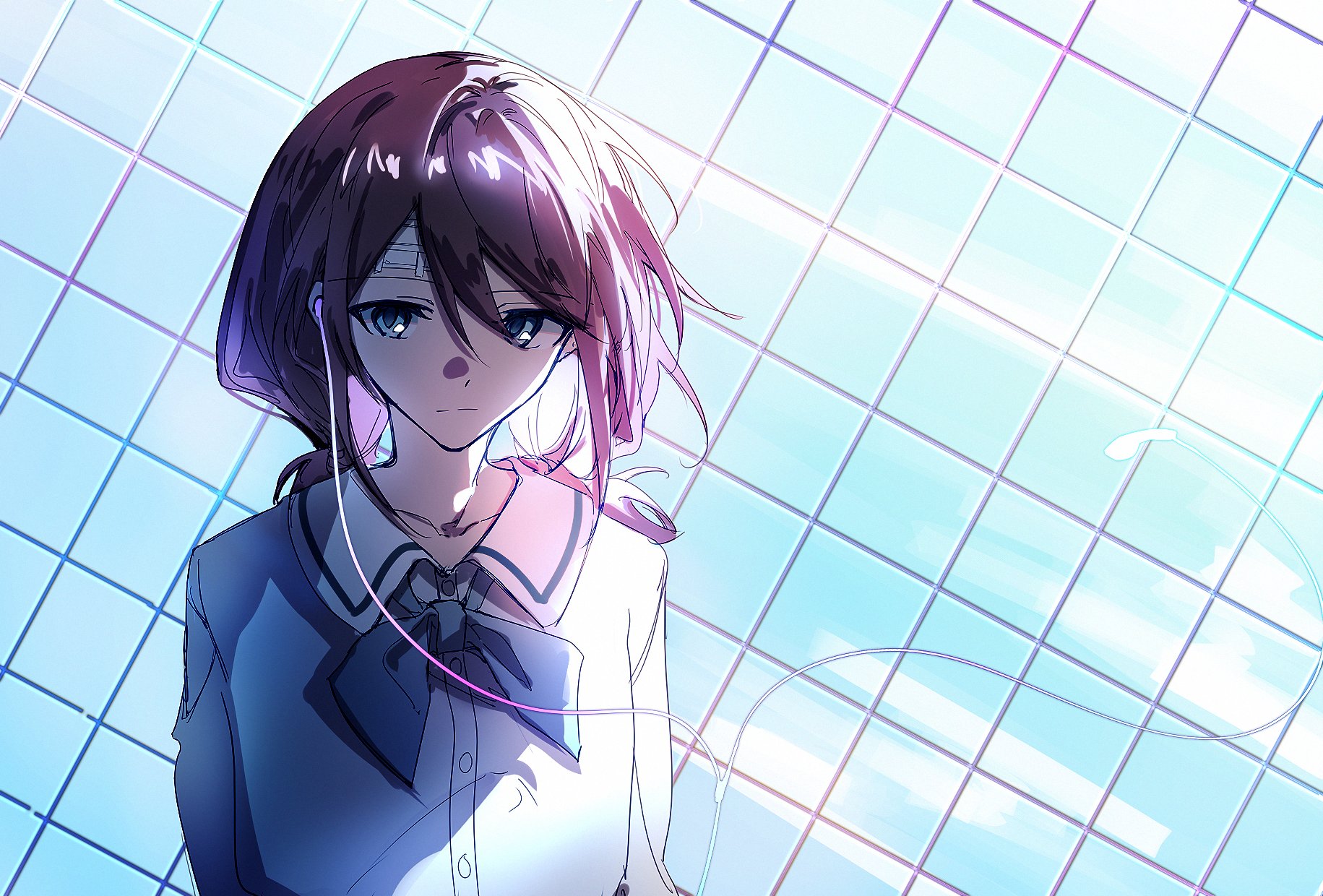 Safebooru - 1girl blue bow blue bowtie blue eyes blue shirt bow bowtie ...