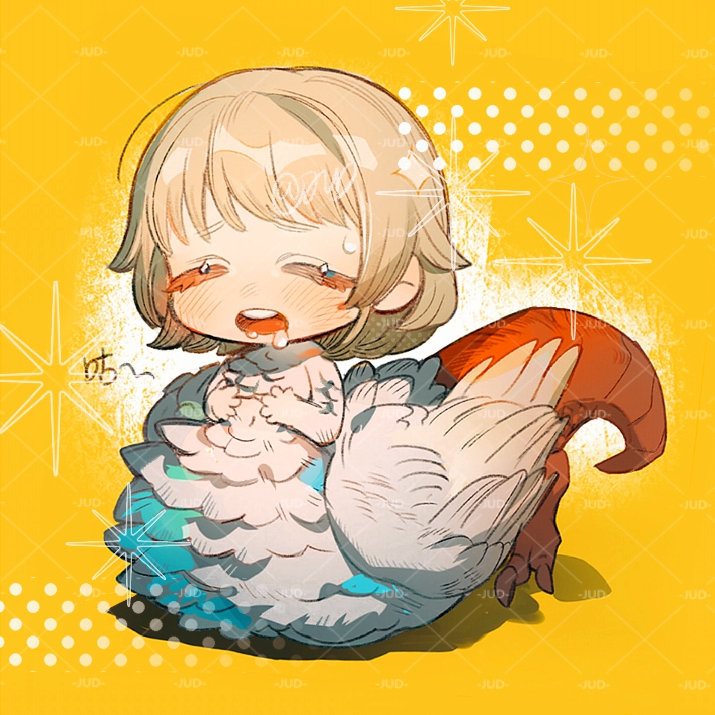 Safebooru - 1girl bird wings blonde hair chibi chibi only claws closed ...