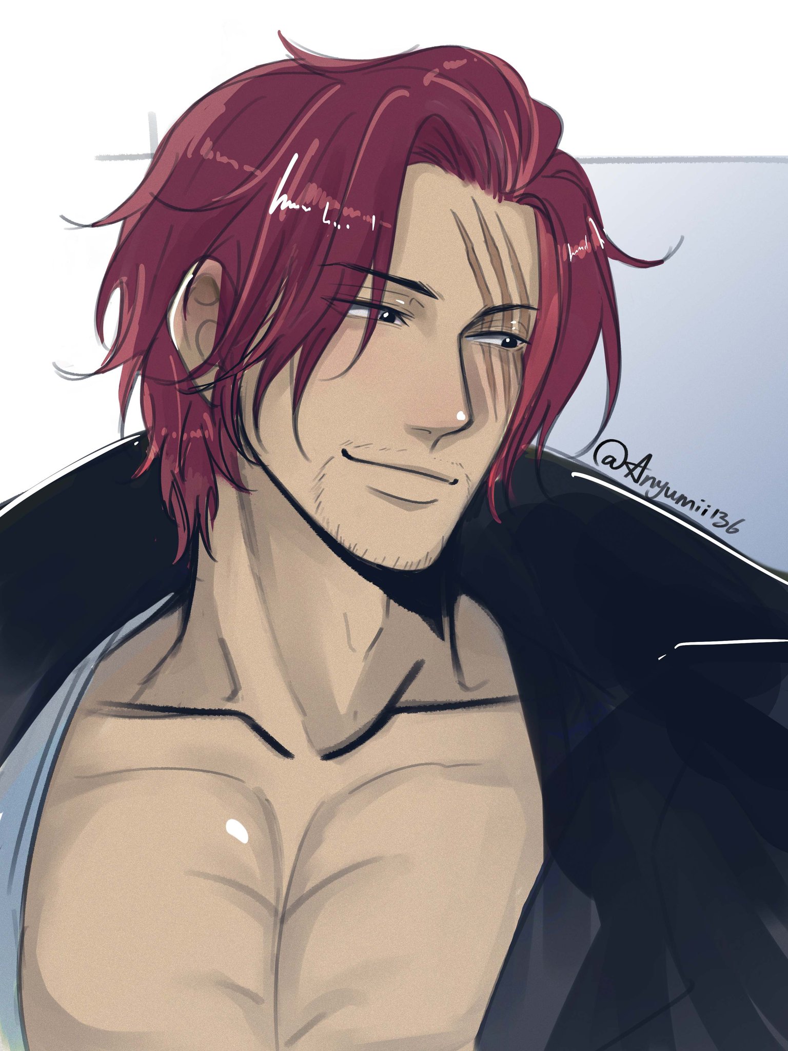 Safebooru - 1boy anyumii136 beard stubble black cape cape closed mouth commentary facial hair ...