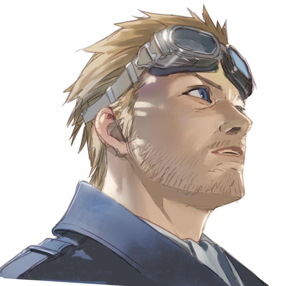 Safebooru - 1boy ascot blonde hair blue eyes blue jacket cid highwind ...