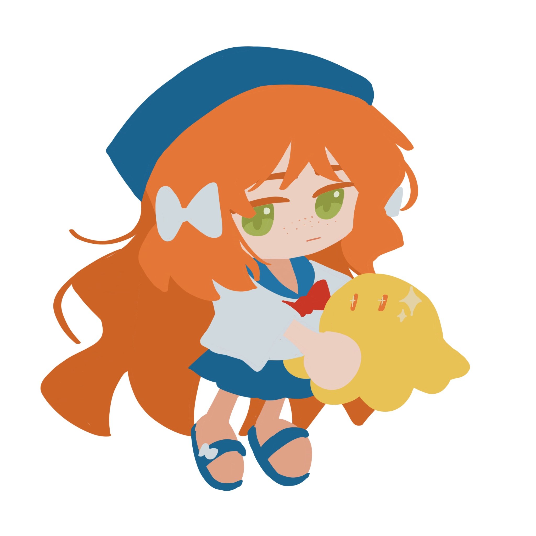 Safebooru - 1girl animalization blue hat blue sailor collar blue skirt ...