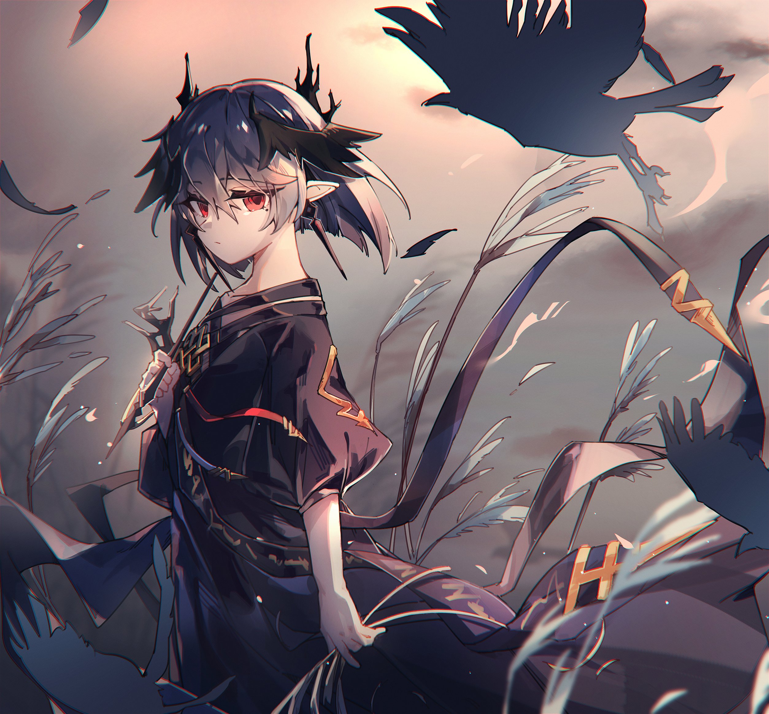 Safebooru - 1boy aged down arknights bird black cloak cloak commentary ...