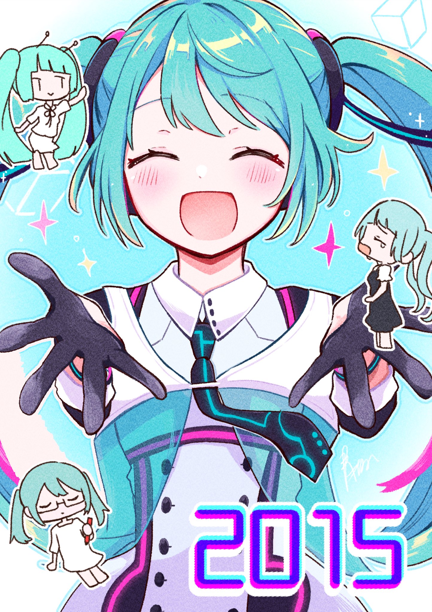 Safebooru - 2015 4girls :d aka pen onegai shimasu (vocaloid) andromeda andromeda (vocaloid ...