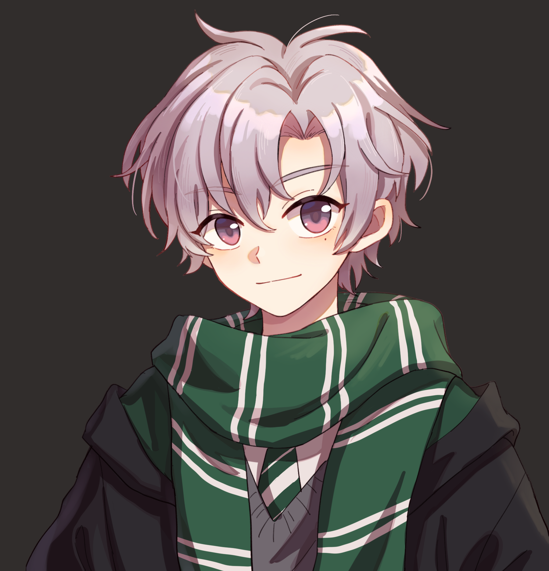 Safebooru - 1boy curtained hair grey background grey sweater vest harry ...